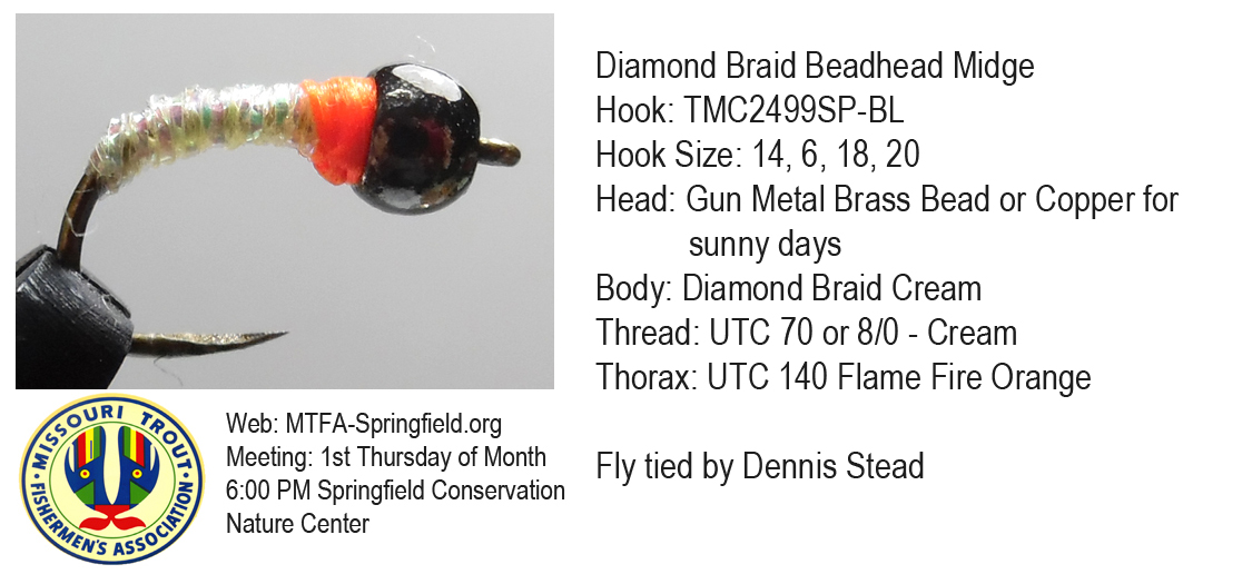 Diamond Braid Beadhead Midge Cream - Missouri Trout Fisherman's ...