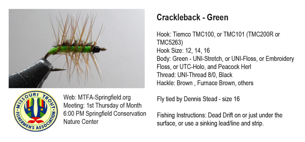 Crackleback - Green - Missouri Trout Fisherman's Association - Springfield Chapter
