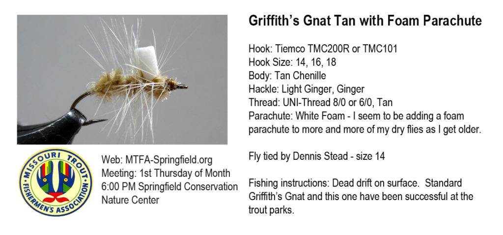 Griffith's Gnat Tan with Foam Parachute - Missouri Trout Fisherman's ...